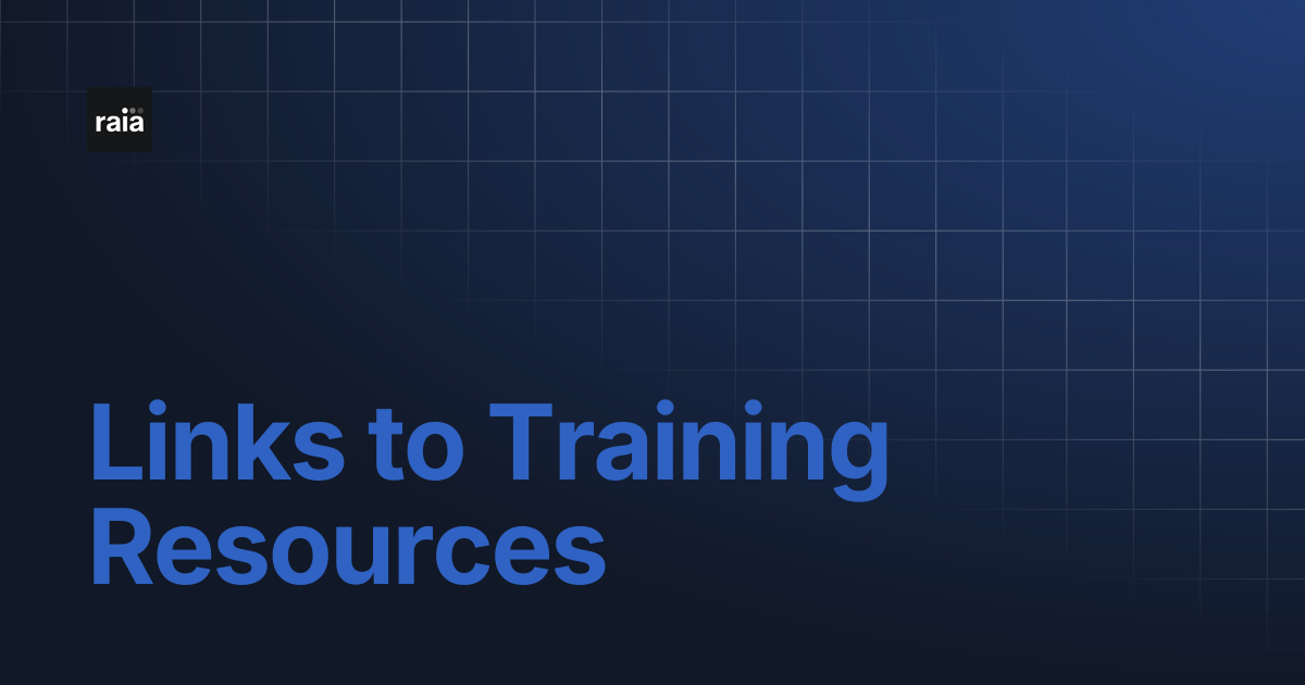 Links to Training Resources | AI Training | raia